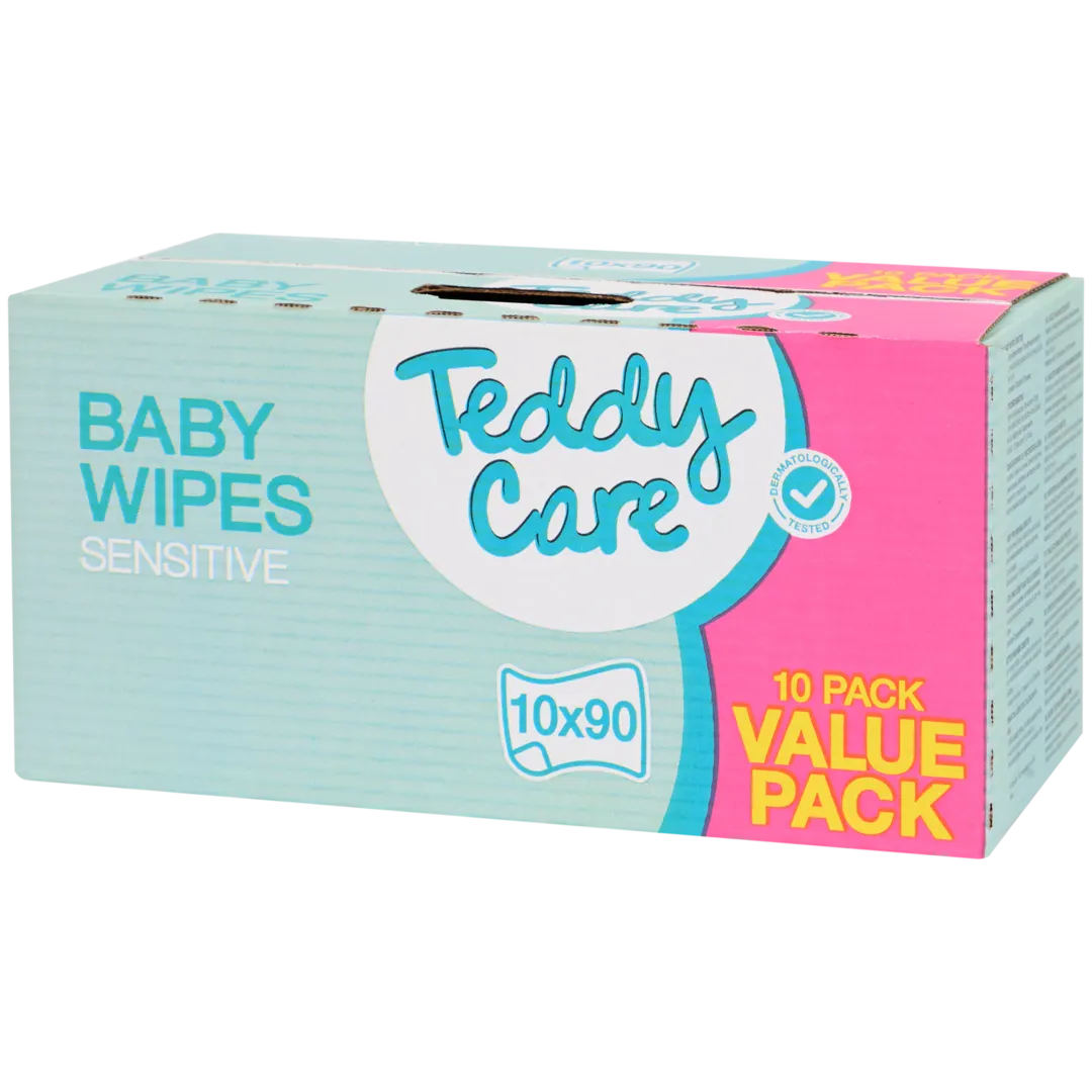 Lingettes pour bébé maxi-format Teddy Care Sensitive 10 Pièces | Action FR
